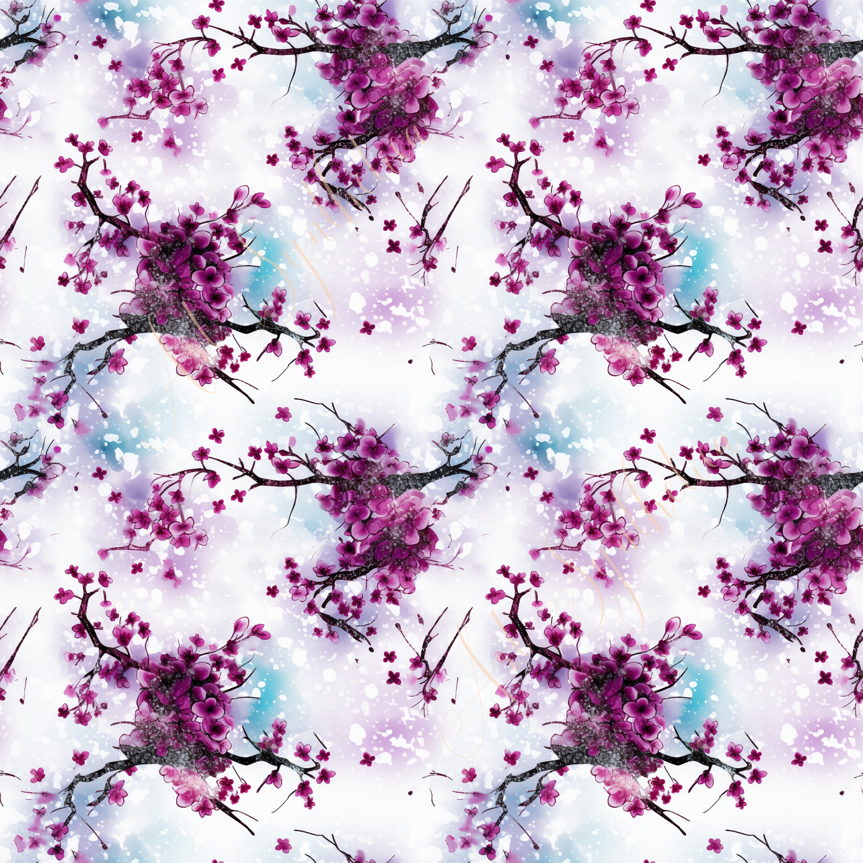 18 Seamless Cherry Blossoms Patterns | Blossoms | Digital Download | 18 ...