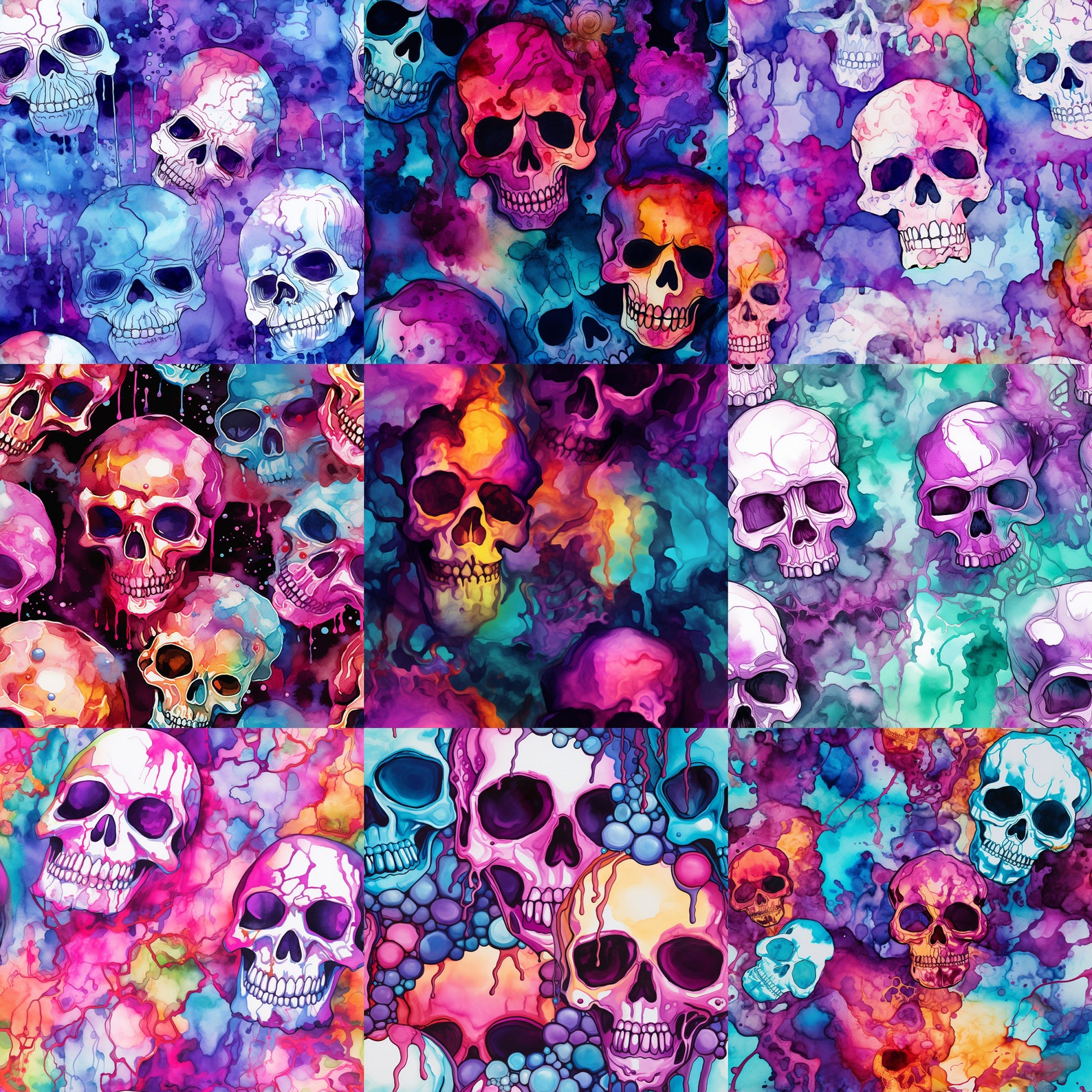 18 Seamless Skull Theme Patterns | Skulls | Digital Download | 18 ...