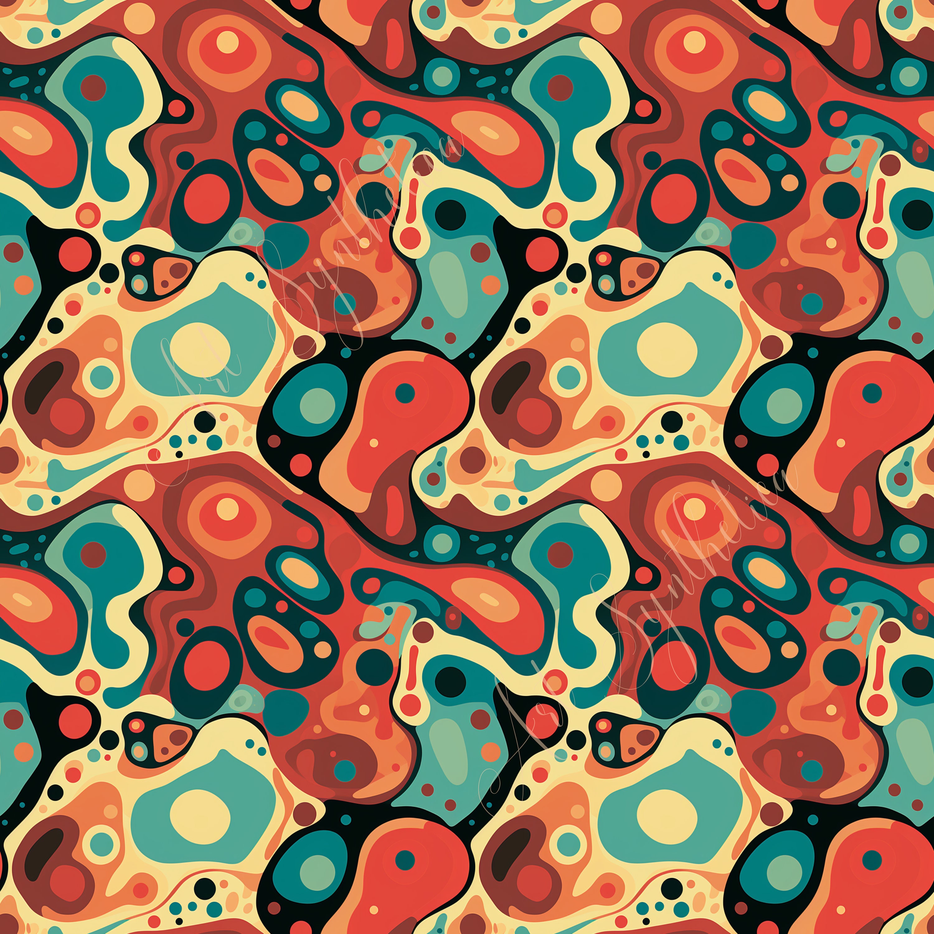 18 Seamless Abstract Patterns | Amoeba Art | Digital Download | 18 ...