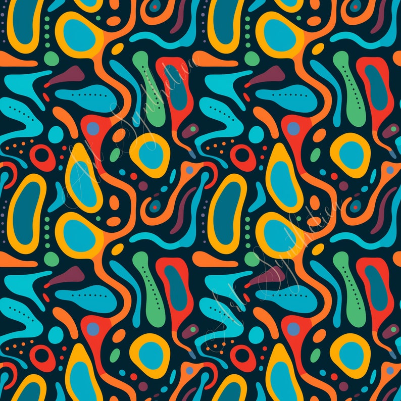 18 Seamless Abstract Patterns | Amoeba Art | Digital Download | 18 ...