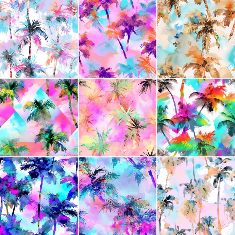18 Seamless Abstract Palm Tree Patterns | Palm Trees | Digital Download ...