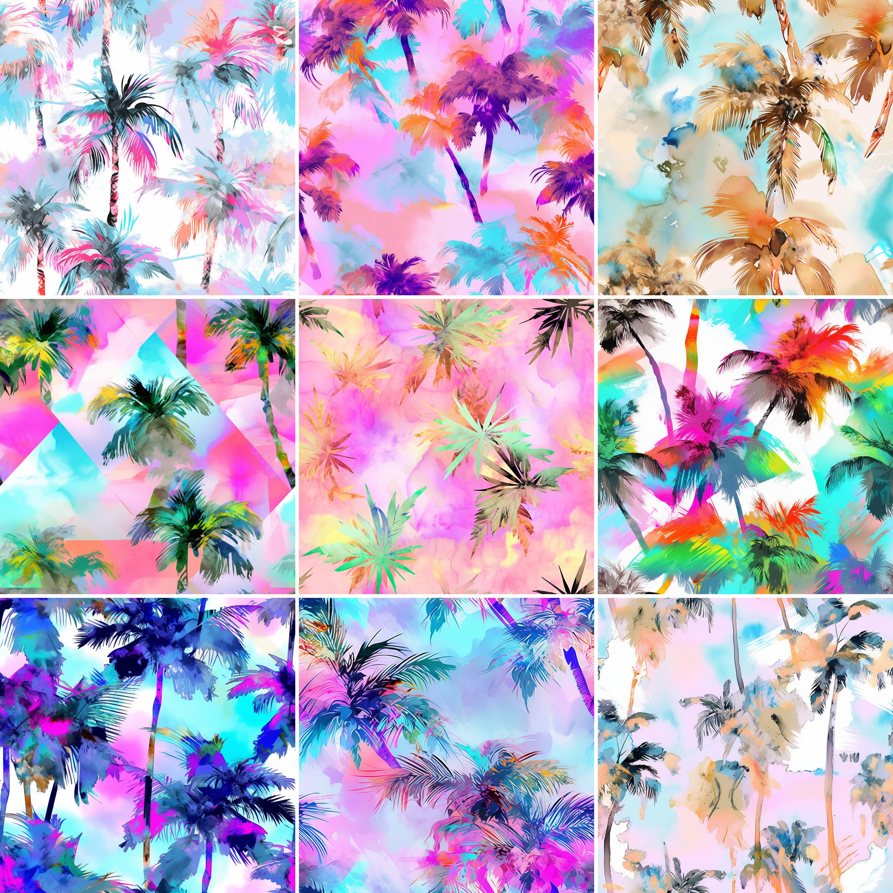 18 Seamless Abstract Palm Tree Patterns | Palm Trees | Digital Download ...