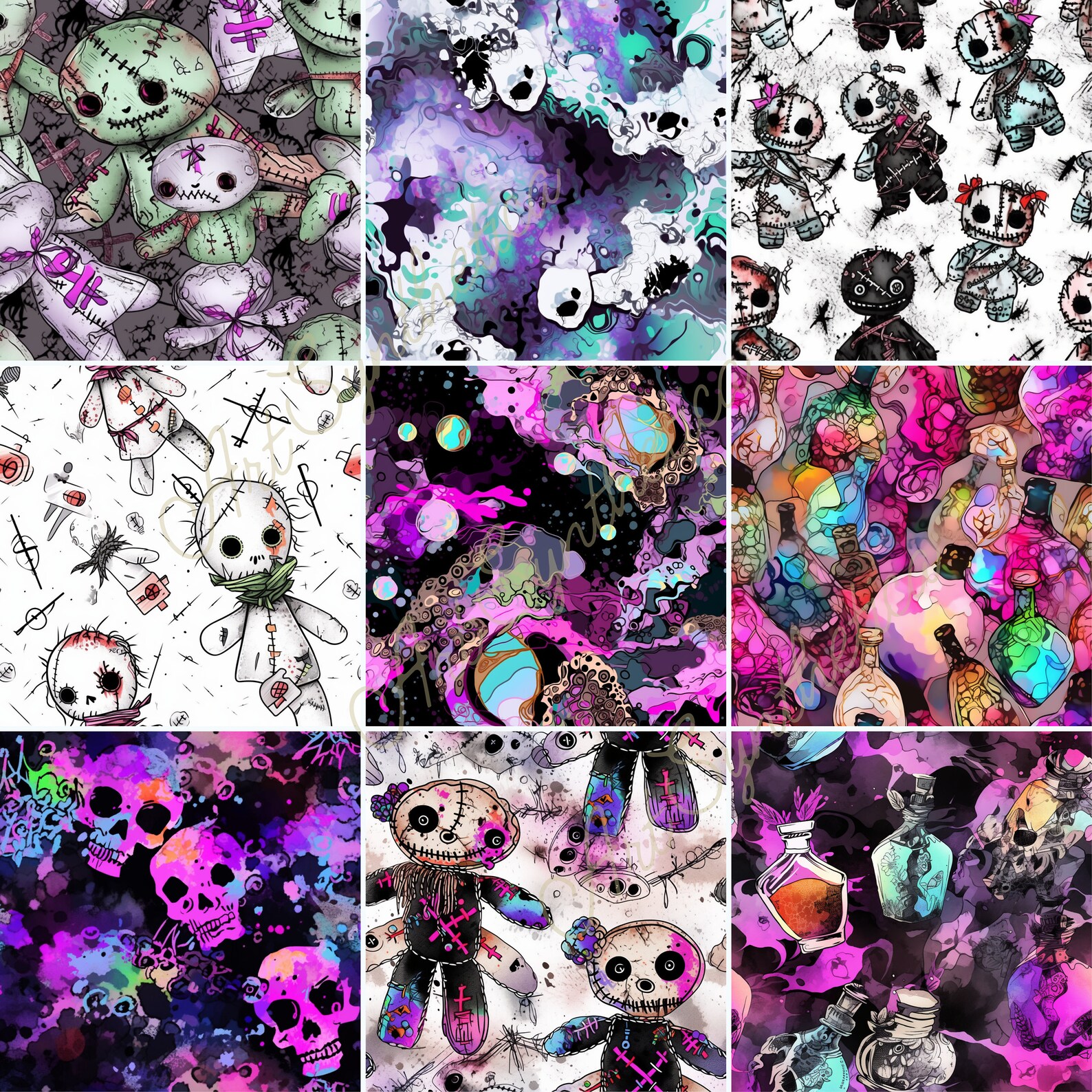 18 Seamless Voodoo Patterns | Voodoo | Digital Download | 18 Pattern ...