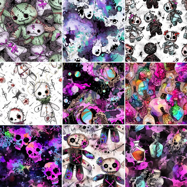 18 Seamless Voodoo Patterns | Voodoo | Digital Download | 18 Pattern ...