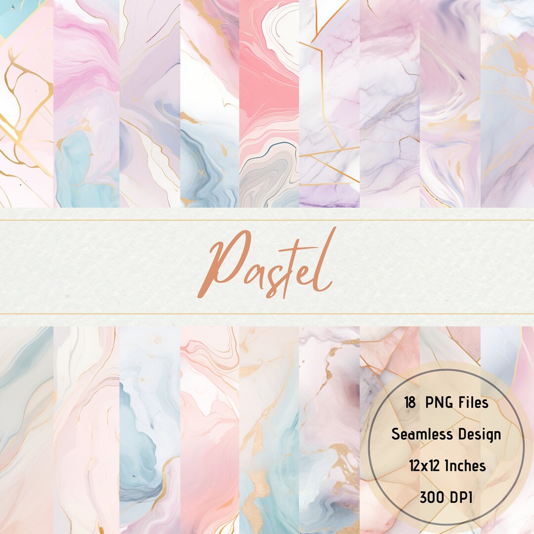 18 Seamless Pastel Marble Patterns | Pastel | Digital Download | 18 ...