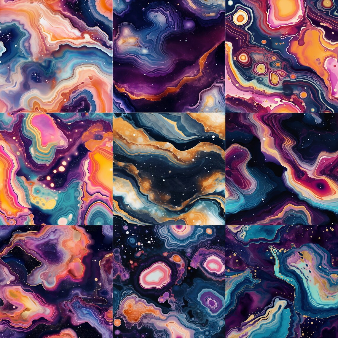 18 Seamless Agate Patterns | Cosmic Rift | Digital Download | 18 ...