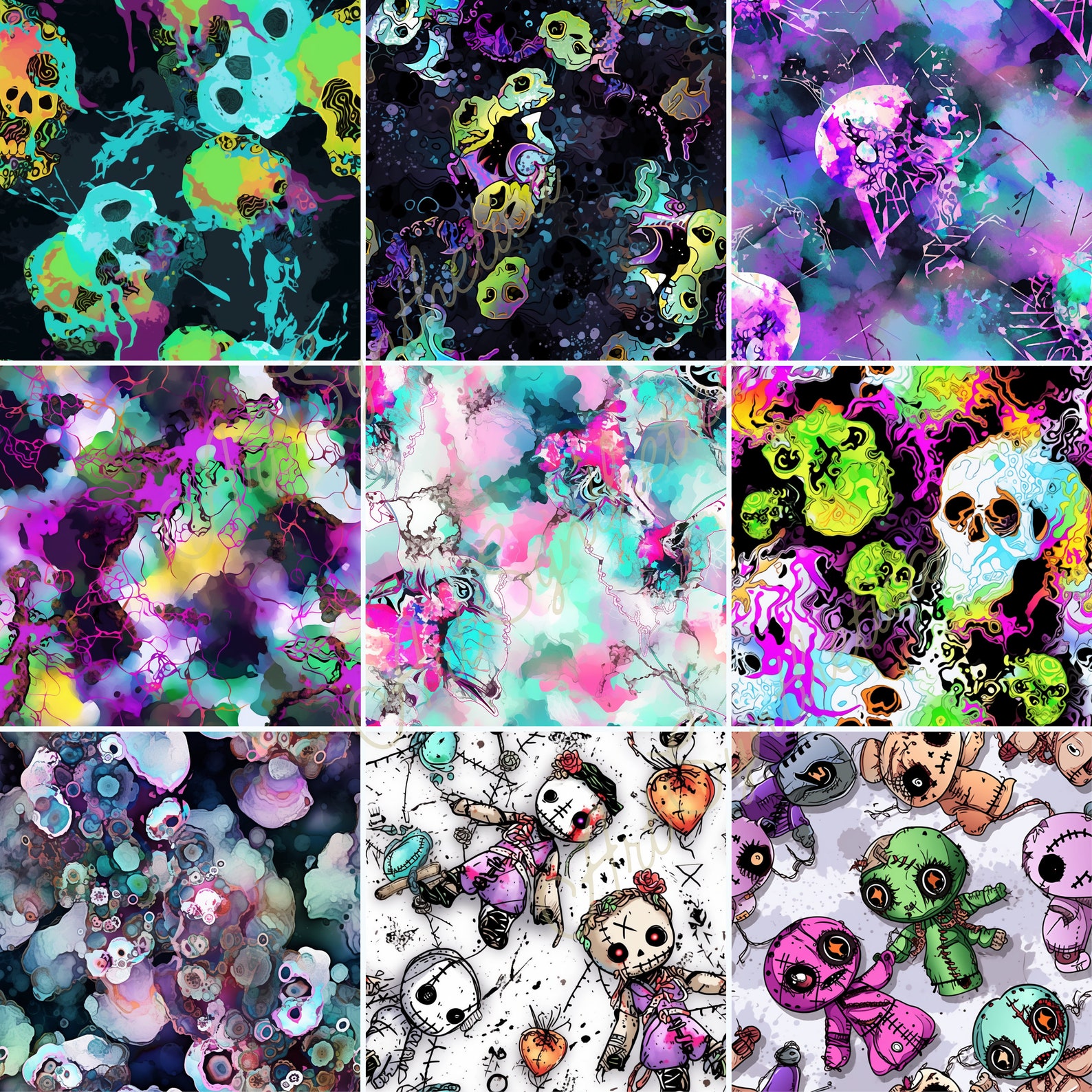 18 Seamless Voodoo Patterns | Voodoo | Digital Download | 18 Pattern ...