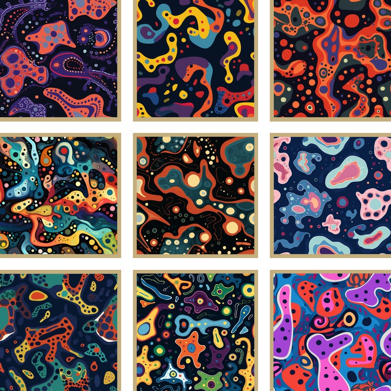 18 Seamless Abstract Patterns | Amoeba Art | Digital Download | 18 ...