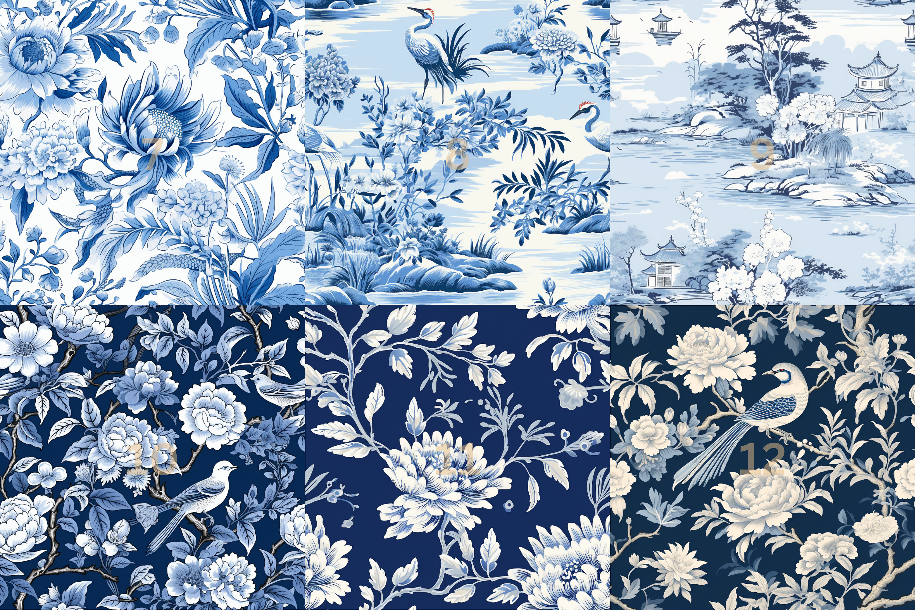 18 Seamless Chinoiserie Patterns | Chinoiserie Charm | Digital Download ...