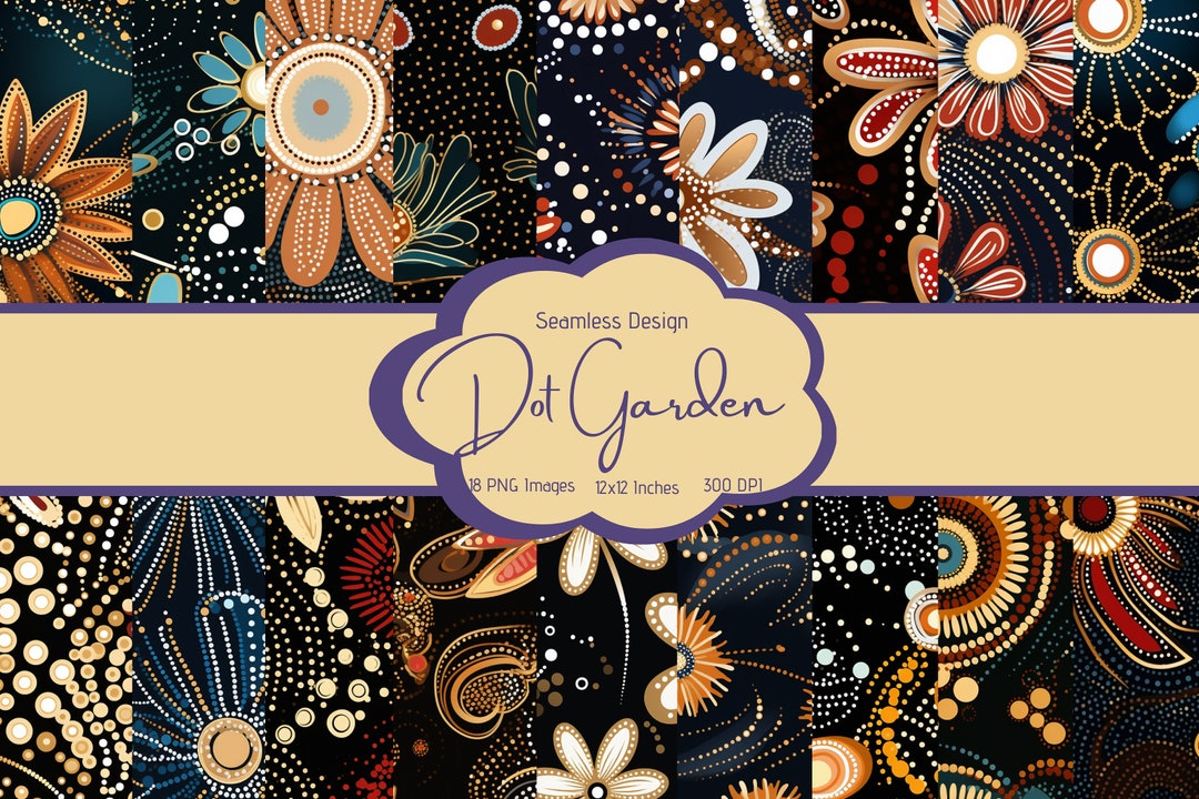 18 Seamless Aboriginal Dot Pattern Inspired | Dot Garden | Digital ...