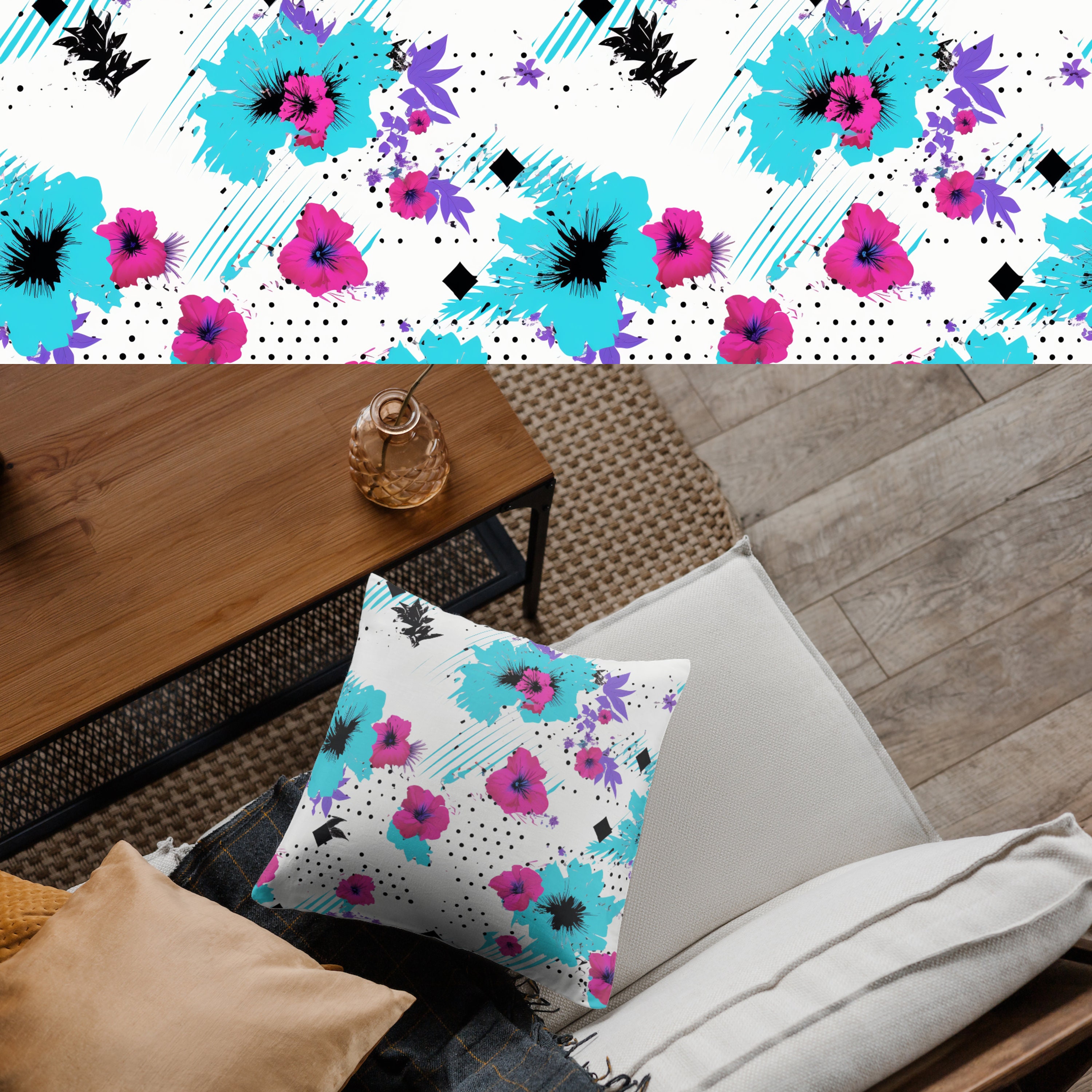 18 Seamless Floral Vaporwave Patterns | Floral Vaporwave | Digital ...