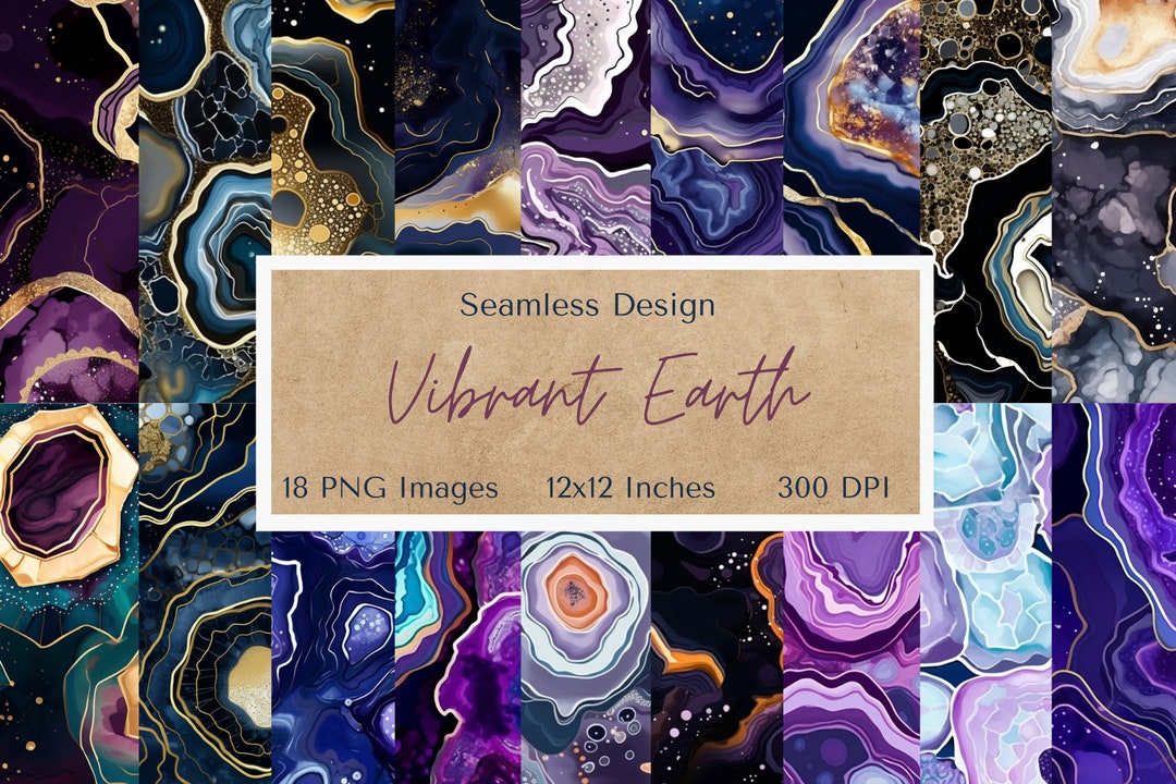 18 Seamless Geode Patterns | Vibrant Earth | Digital Download | 18 ...
