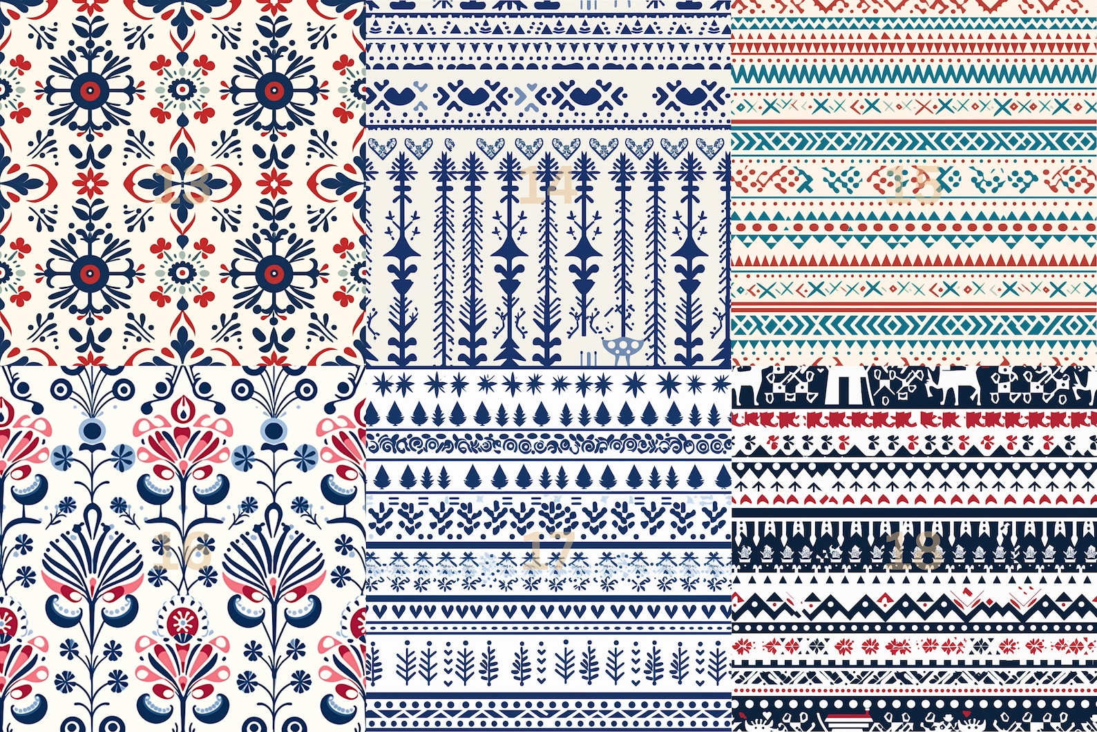18 Seamless Nordic Inspired Patterns | Northern Crafts | Digital ...