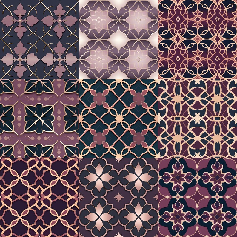 18 Seamless Luxury Tile Inspired Pattern | Mauve | Digital Download ...