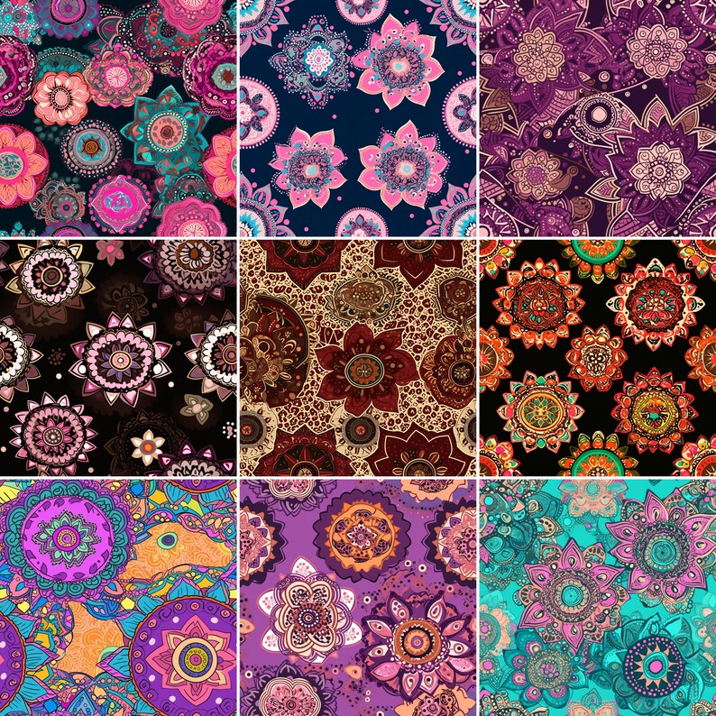 18 Seamless Rangoli Inspired Patterns | Rangoli | Digital Download | 18 ...