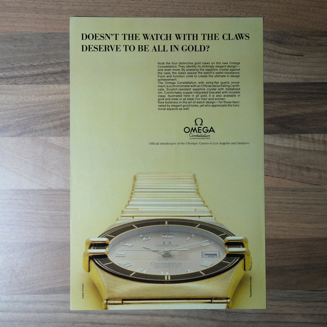 1980's Omega Watch Vintage Advert - Etsy