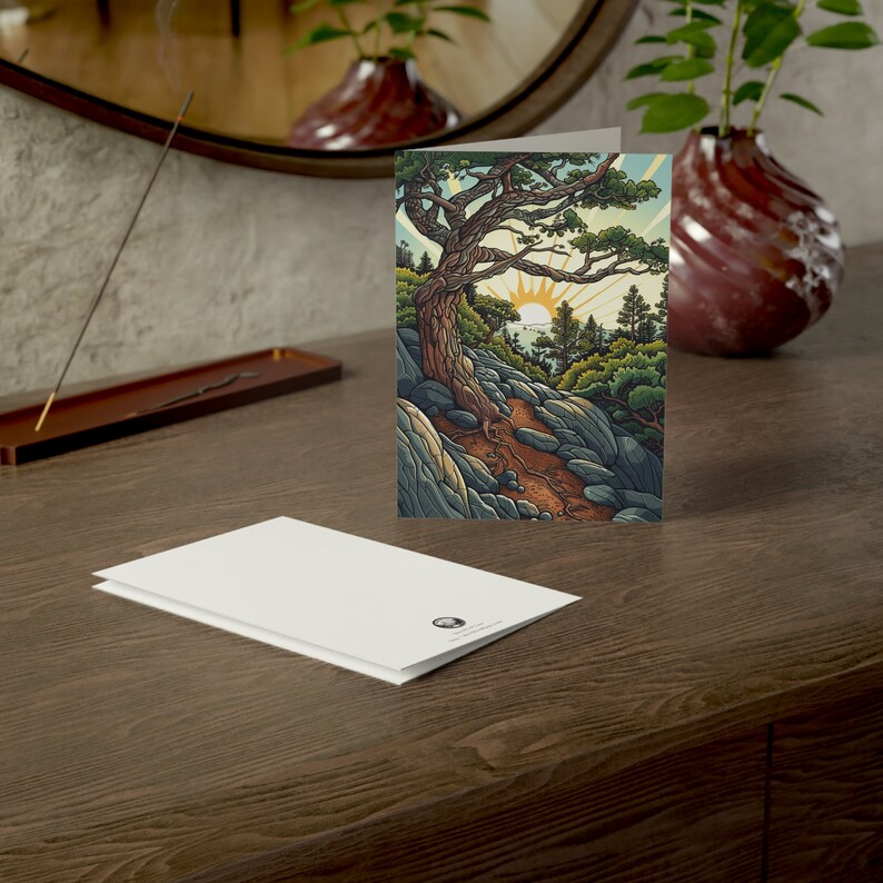 Lake Tahoe Sunrise Trail Greeting Card Vibrant Nature Scene, Envelope ...
