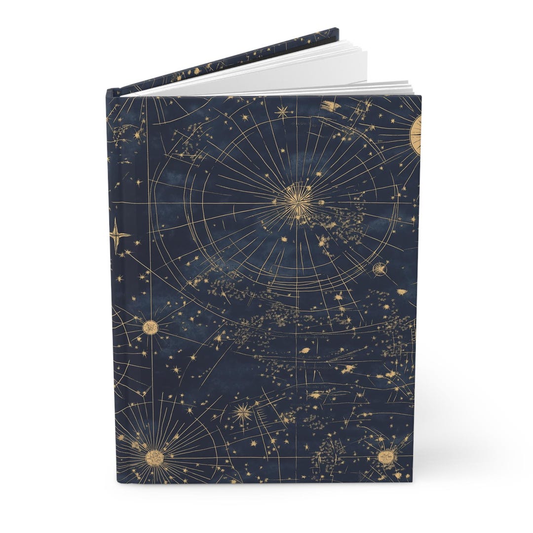 Celestial Star Map Hardcover Journal, Golden Constellations, Night Sky ...
