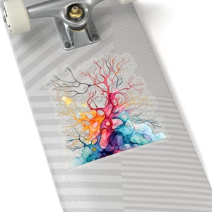Watercolor Neurons Sticker, Abstract Neural Synapses Sticker, Brain ...
