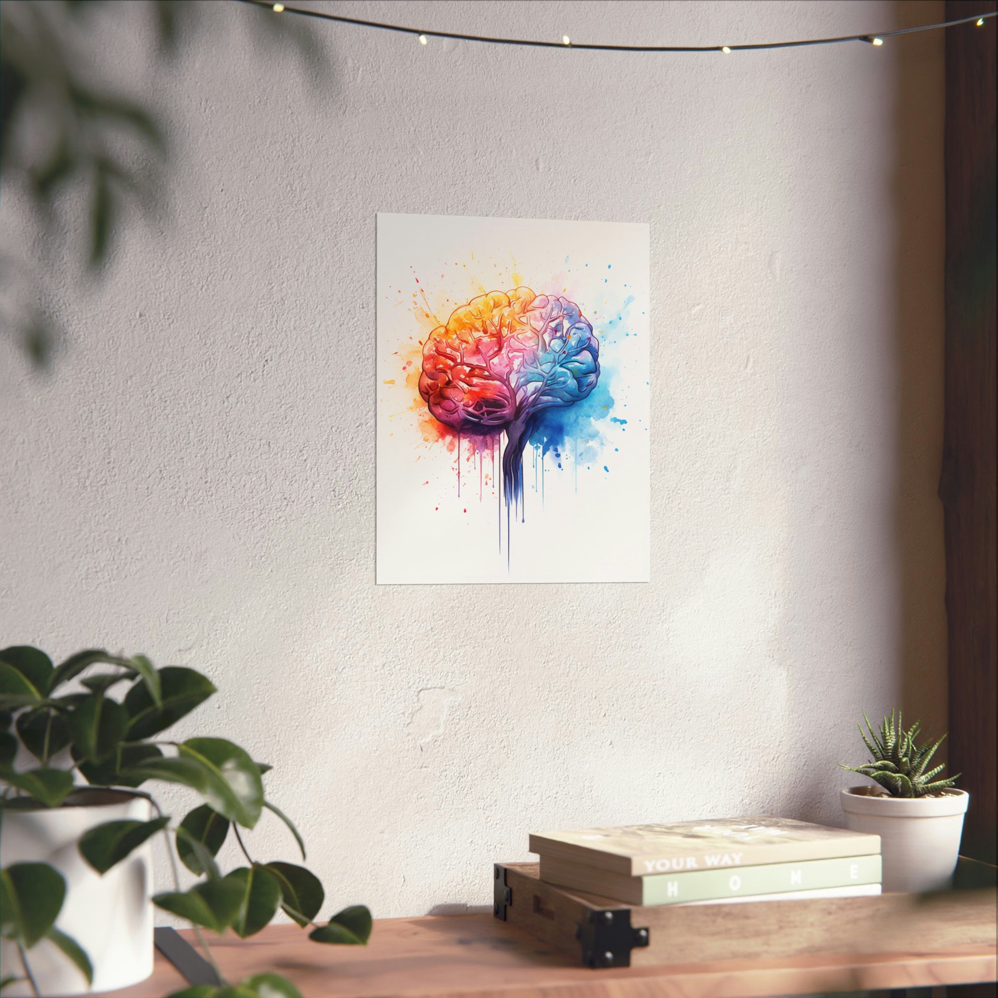 Abstract Brain Art Print, Watercolor Brain Wall Art Print, Human Brain ...