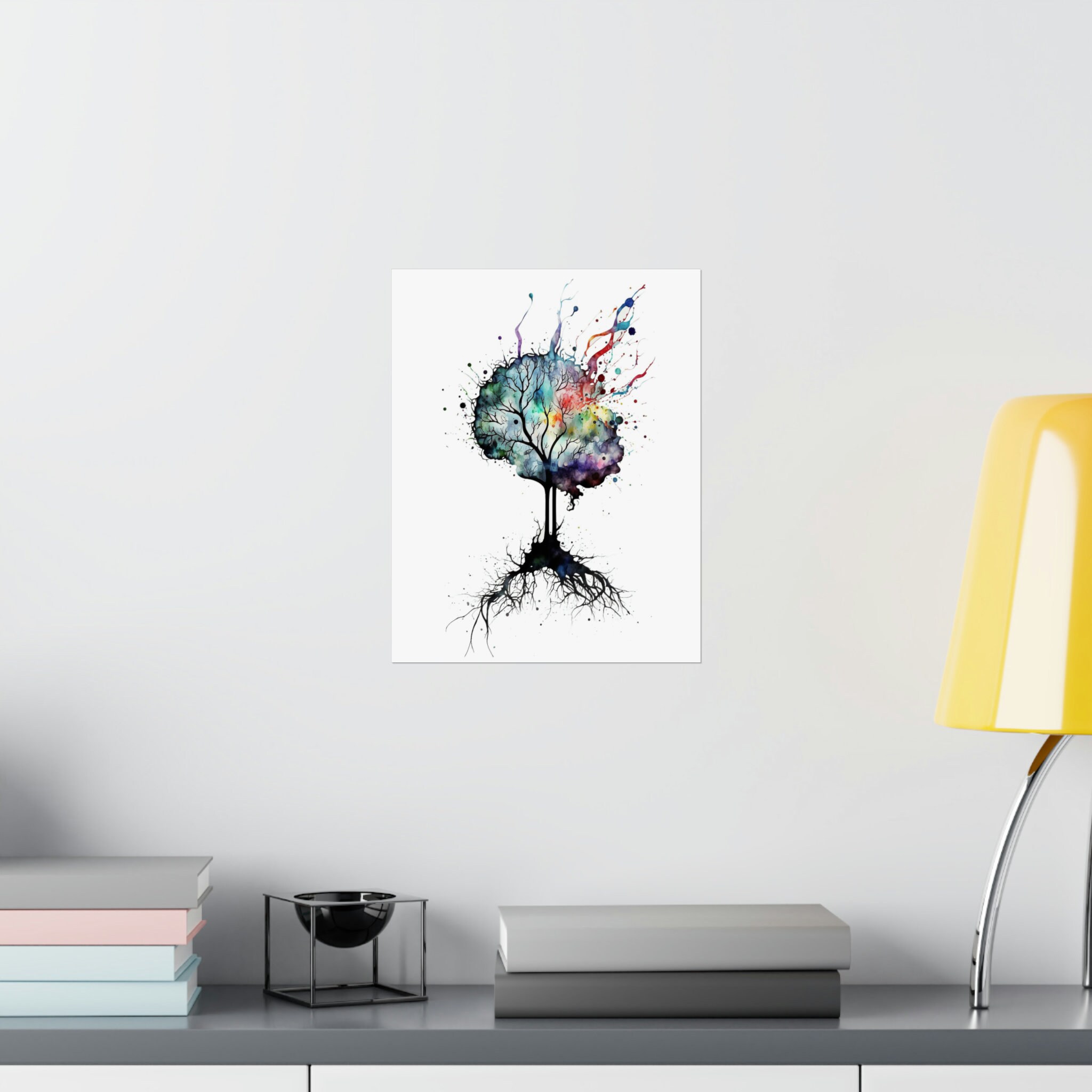 Watercolor Brain Art Print, Science Wall Art Print, Abstract Human ...