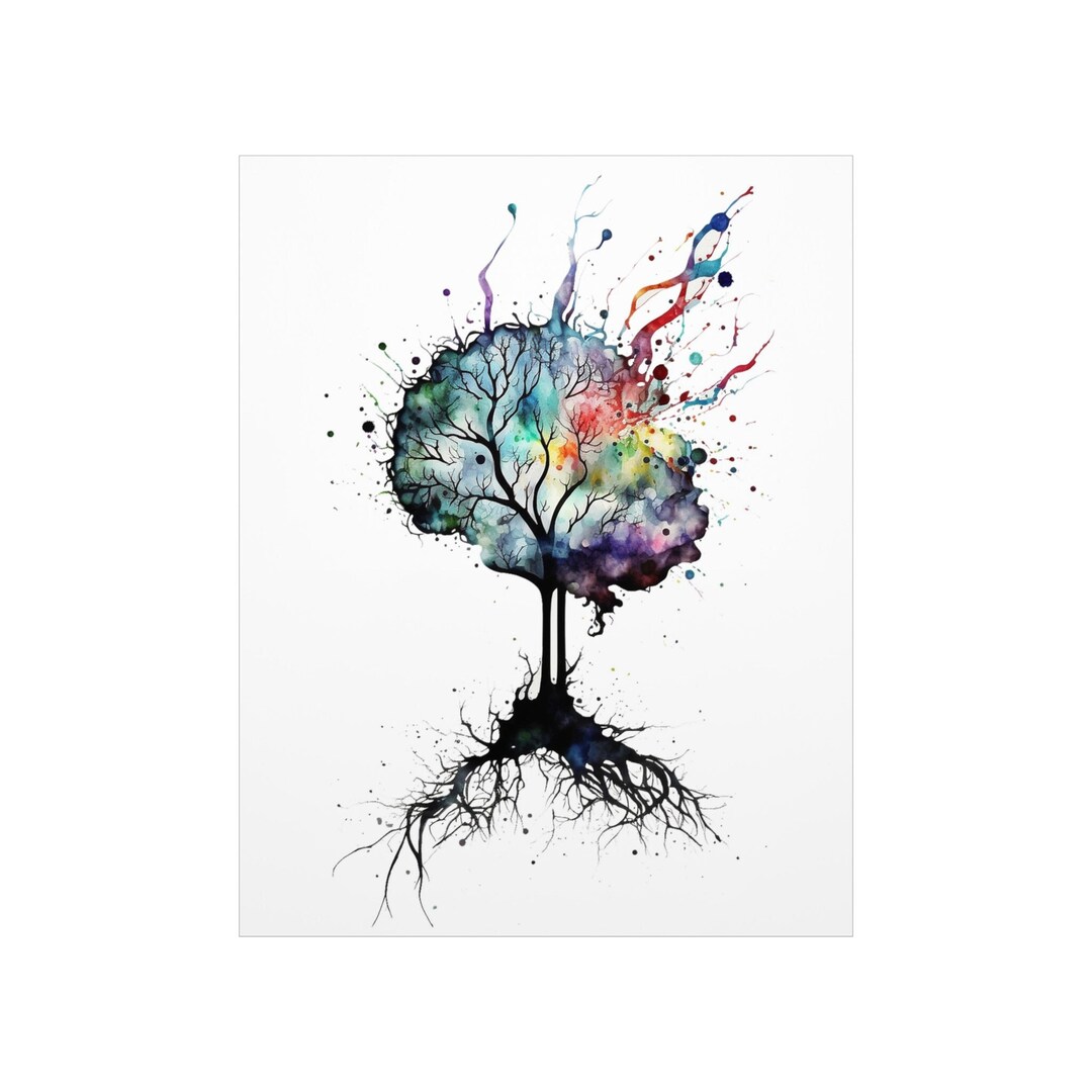 Watercolor Brain Art Digital Download, Human Brain Neuron Wall Art ...