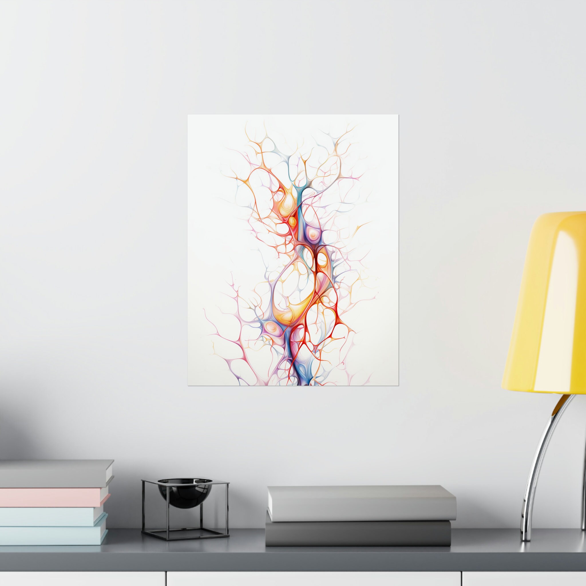 Brain Neurons Wall Art Print, Stylized Neurons Art Print, Brain Art ...