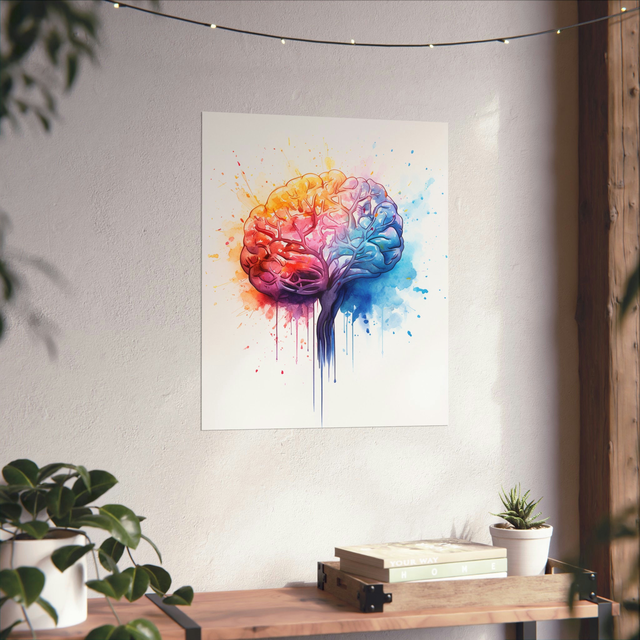 Abstract Brain Art Print, Watercolor Brain Wall Art Print, Human Brain ...