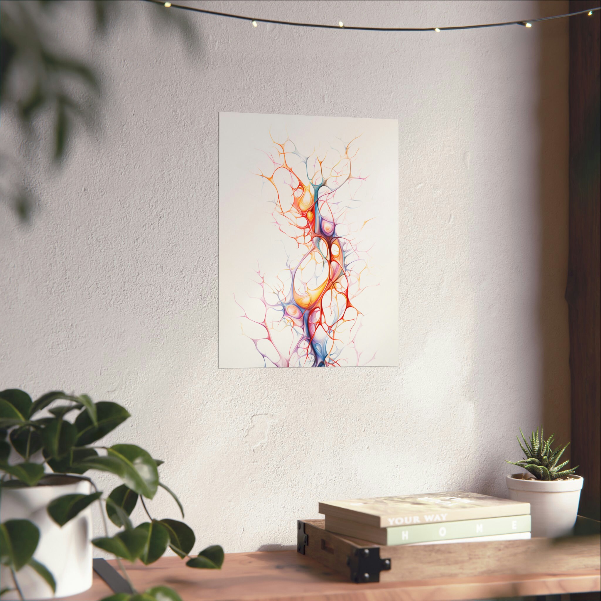 Brain Neurons Wall Art Print, Stylized Neurons Art Print, Brain Art ...