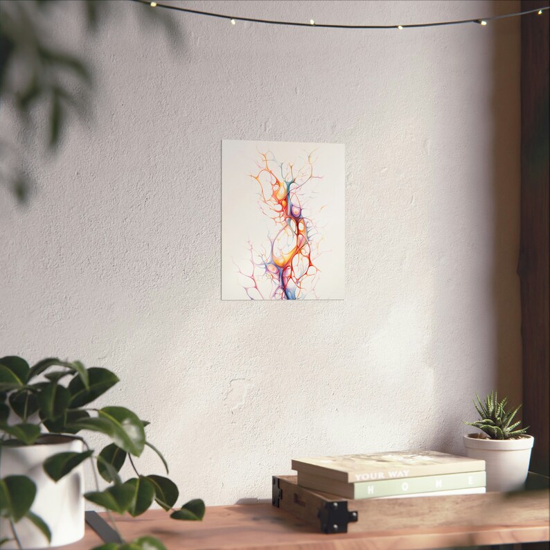 Brain Neurons Wall Art Print, Stylized Neurons Art Print, Brain Art ...
