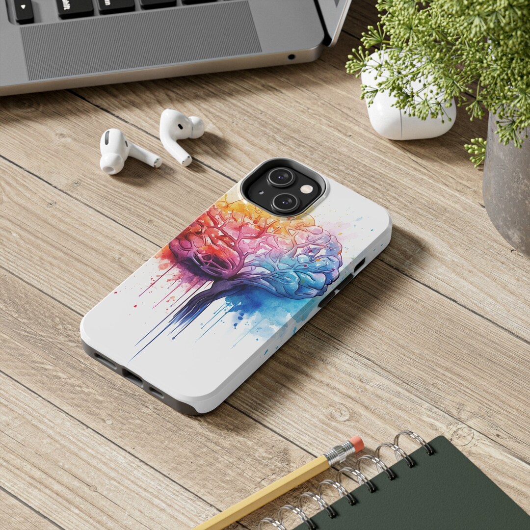 Watercolor Splatter Brain iPhone Cases, Abstract Brain Cases, Impact ...