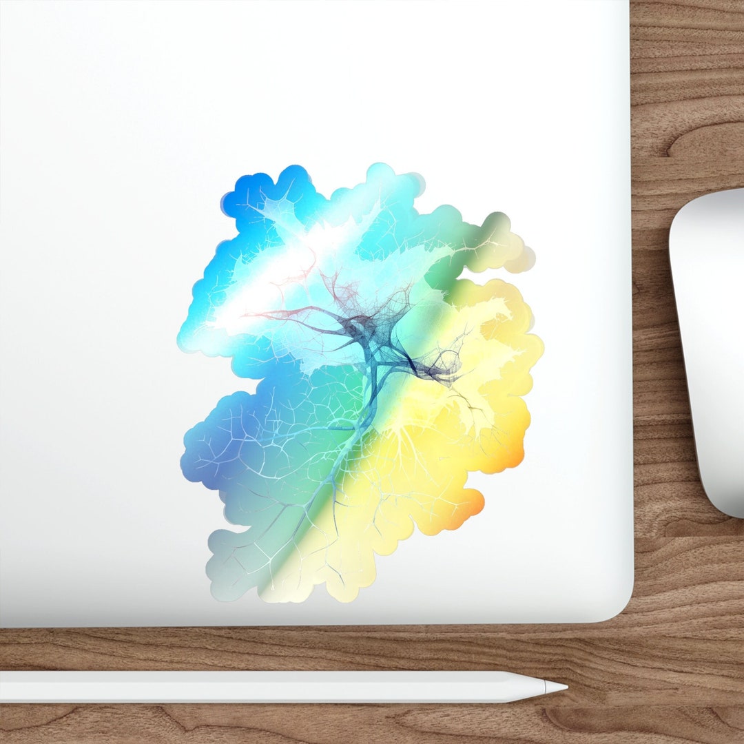 Holographic Neuron Sticker, Brain Neurons Stickers, Retro Brain ...