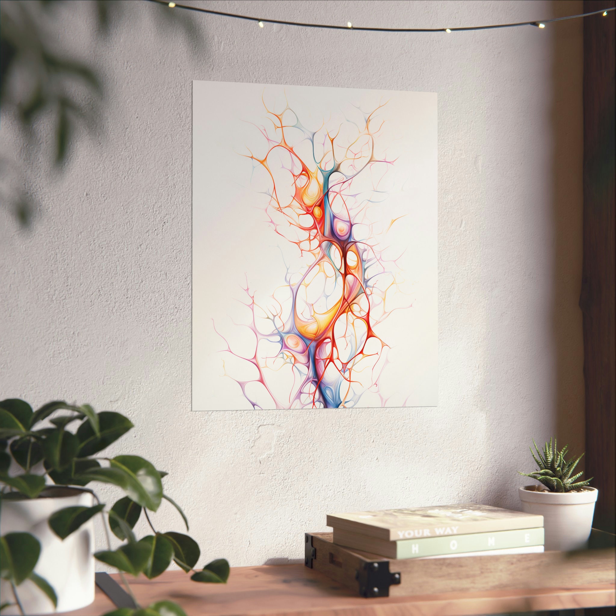 Brain Neurons Wall Art Print, Stylized Neurons Art Print, Brain Art ...
