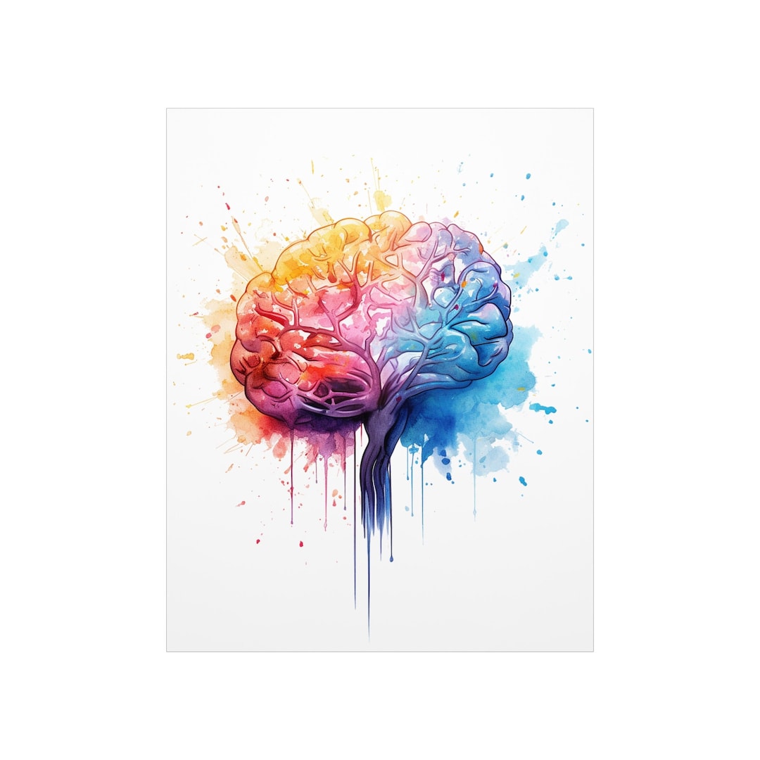 Abstract Brain Art Digital Download, Watercolor Science Art, Human ...