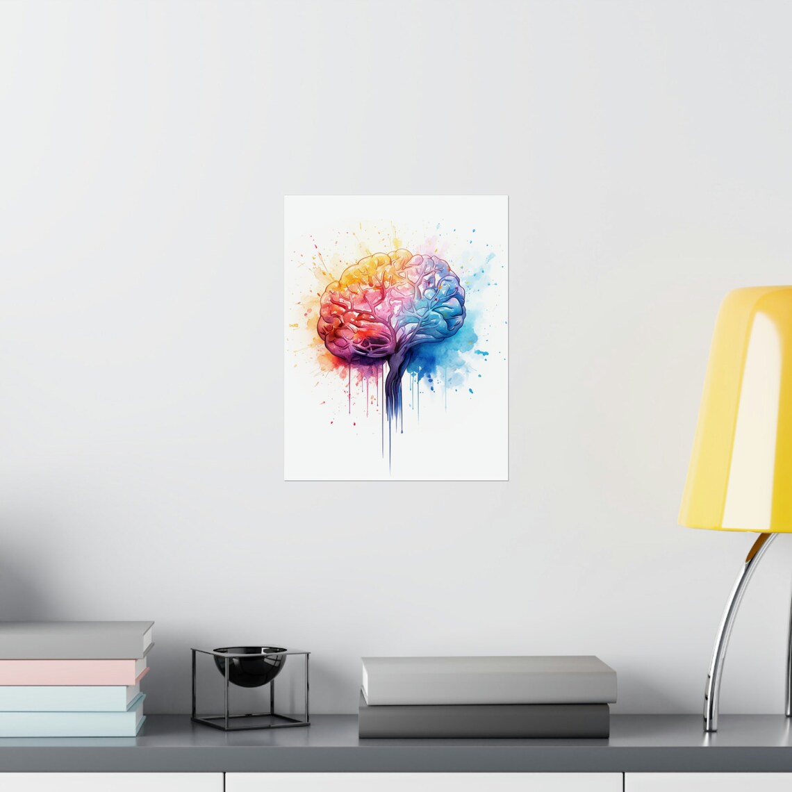 Abstract Brain Art Print, Watercolor Brain Wall Art Print, Human Brain ...