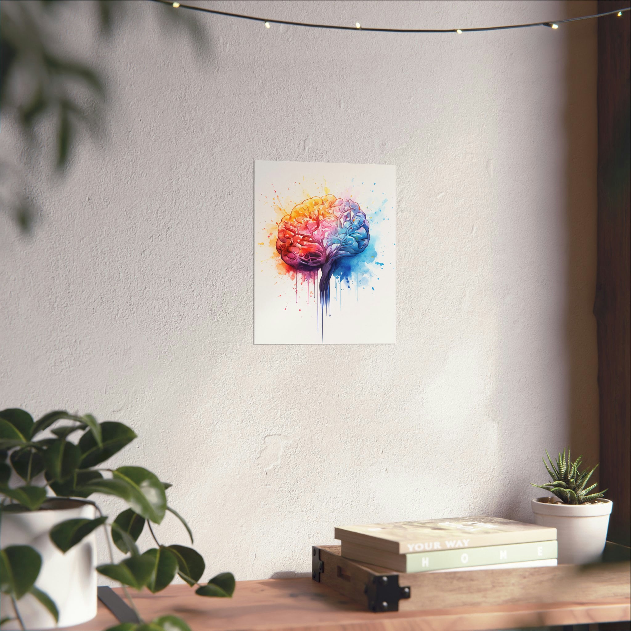 Abstract Brain Art Print, Watercolor Brain Wall Art Print, Human Brain ...