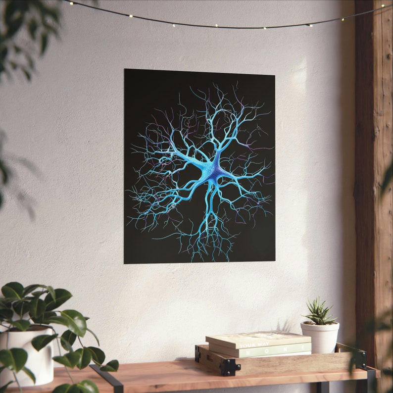 Neuron Wall Art Print, Stylized Neuron Art Print, Brain Art Print ...