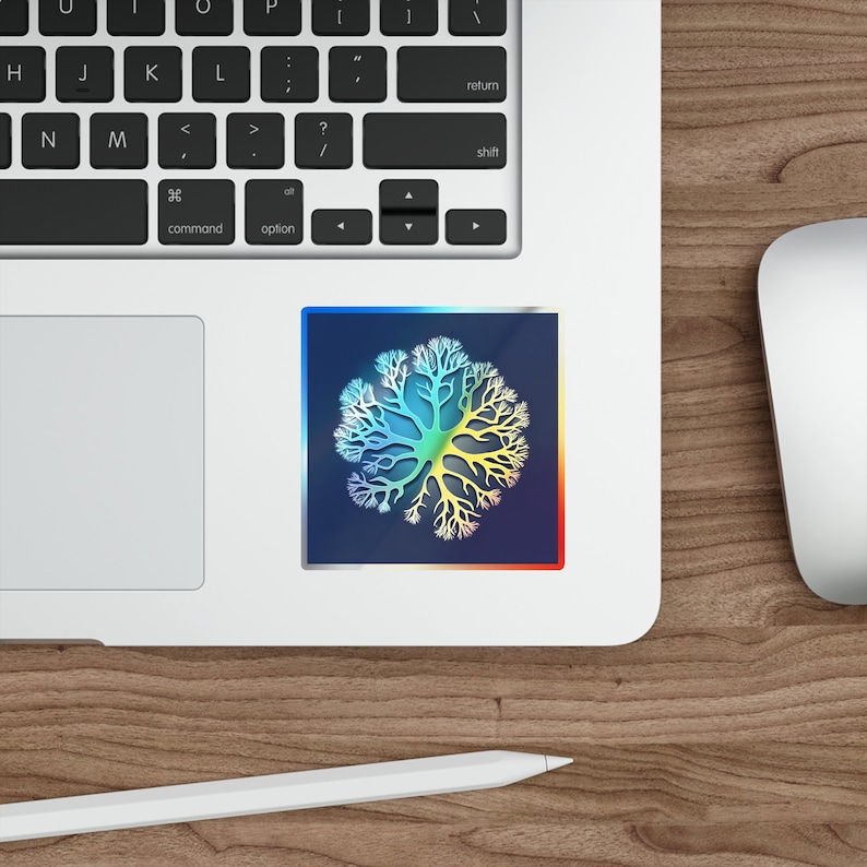 Holographic Brain Glia Stickers, Stylized Brain Rainbow Stickers ...