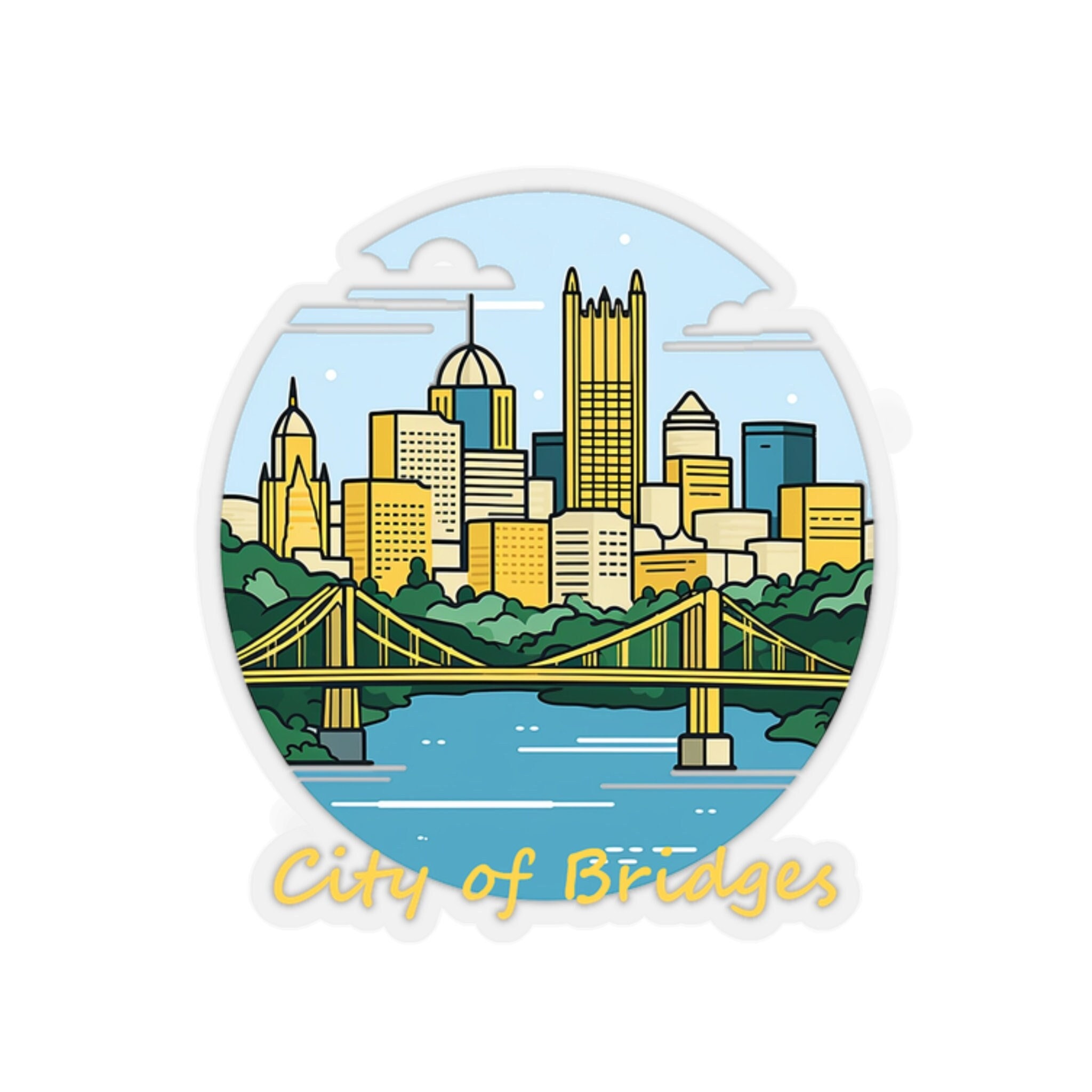 Pittsburgh Graphic City of Bridges Stickers - Etsy