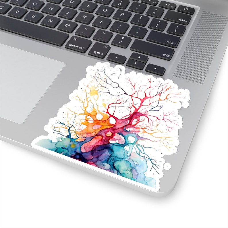 Watercolor Neurons Sticker, Abstract Neural Synapses Sticker, Brain ...