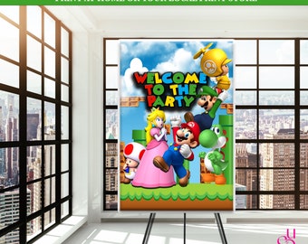 Super Mario Backdrop Mario Party Supplies Mario Personalized - Etsy