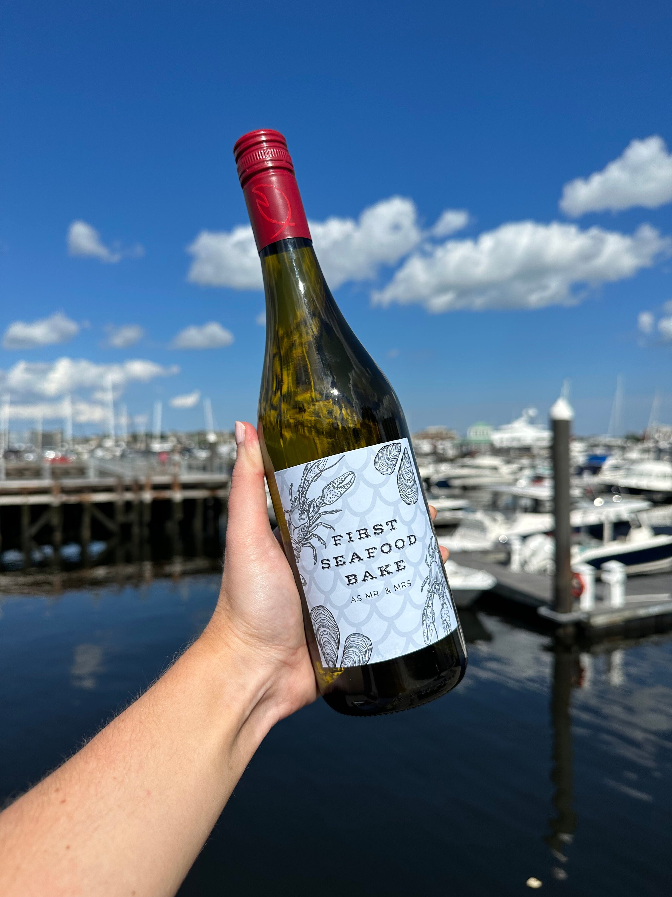 Printable "first Seafood Bake" Wine & Champagne Label, Engagement Wine ...