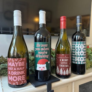 Printable Christmas Wine & Champagne Label, 4 Pack - Christmas Decor ...