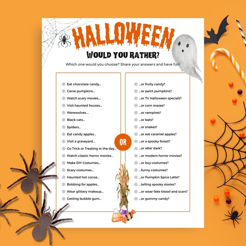 Halloween Would You Rather This or That Printable Halloween Party Game ...
