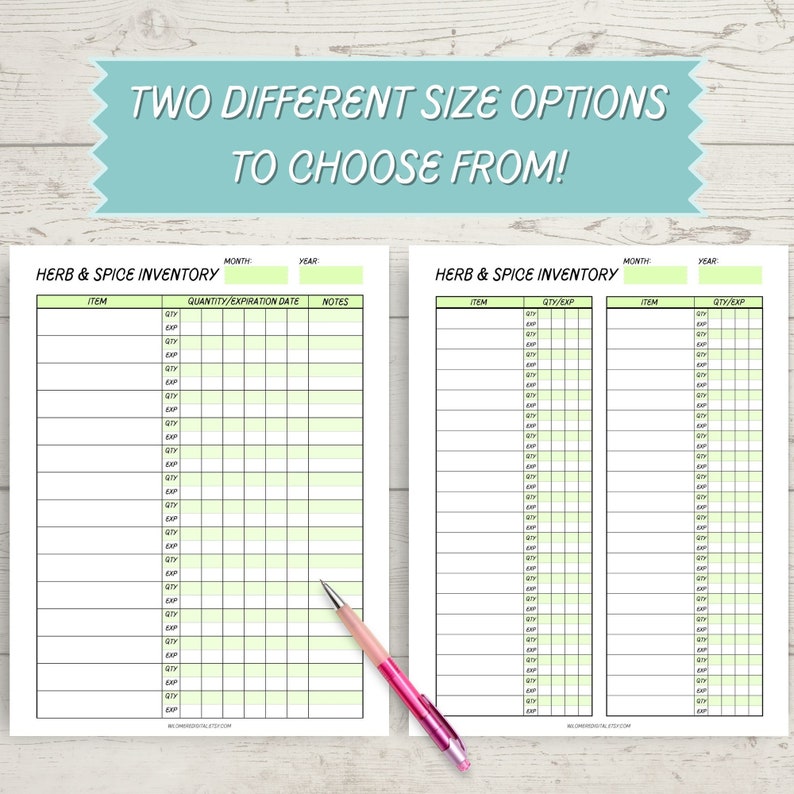 Printable Kitchen Inventory | Fridge Inventory | Pantry Inventory ...