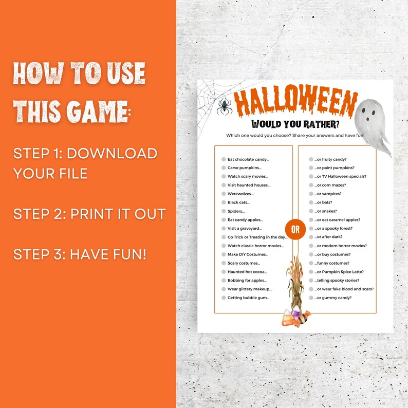 Halloween Would You Rather This or That Printable Halloween Party Game ...