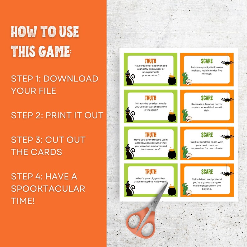 Truth or Scare Printable Halloween Party Game for Kids for Teens - Etsy