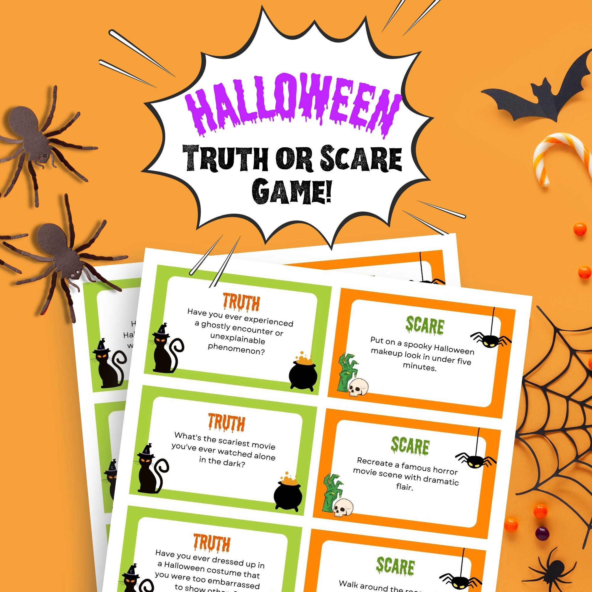 Truth or Scare Printable Halloween Party Game for Kids for Teens - Etsy