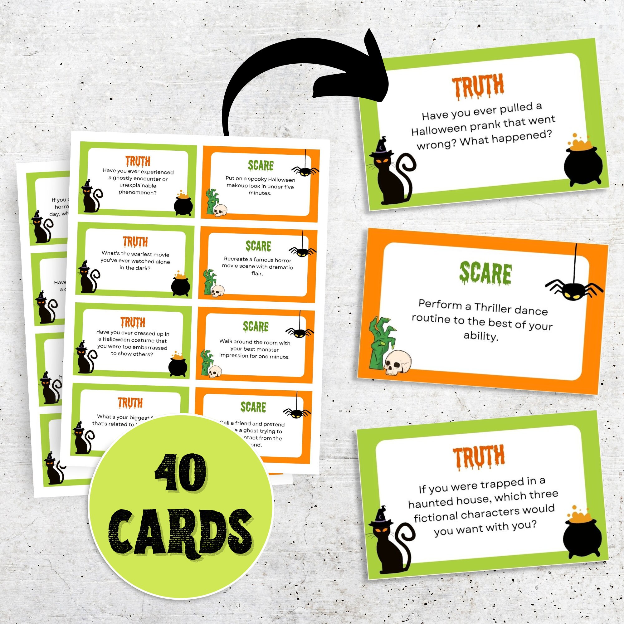 Truth or Scare Printable Halloween Party Game for Kids for Teens - Etsy