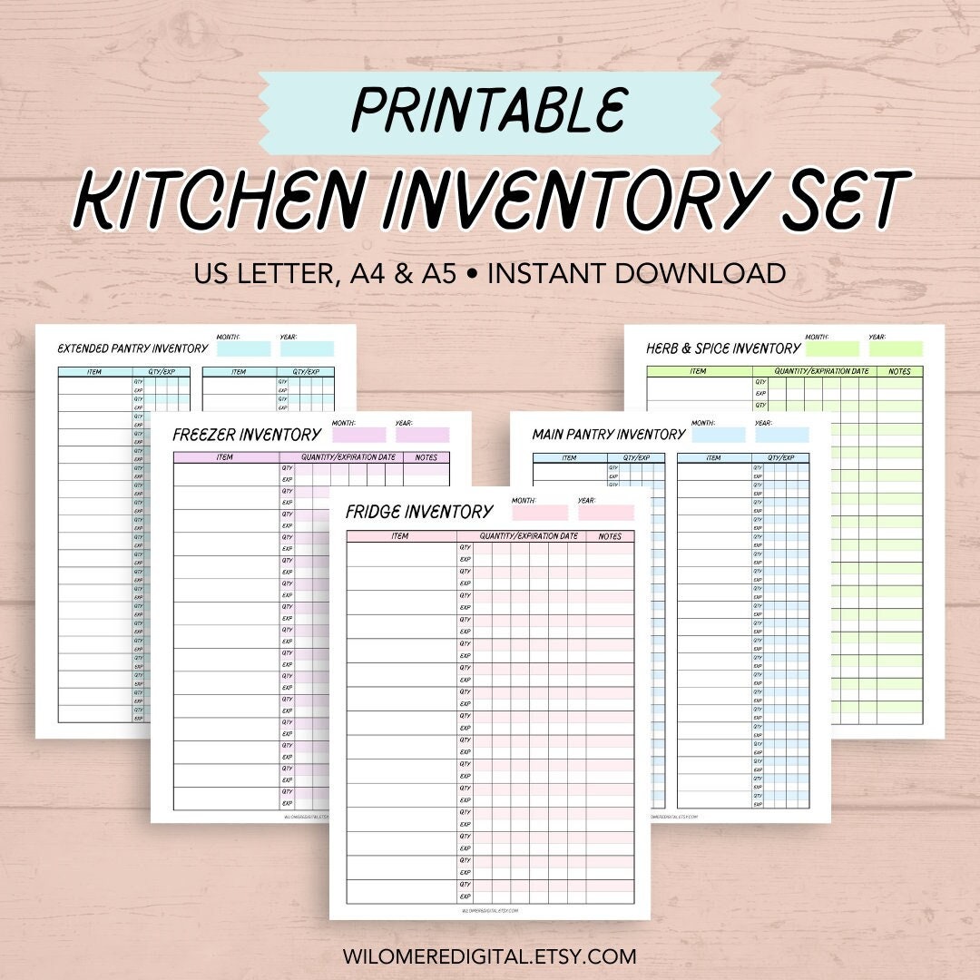 Printable Kitchen Inventory | Fridge Inventory | Pantry Inventory ...